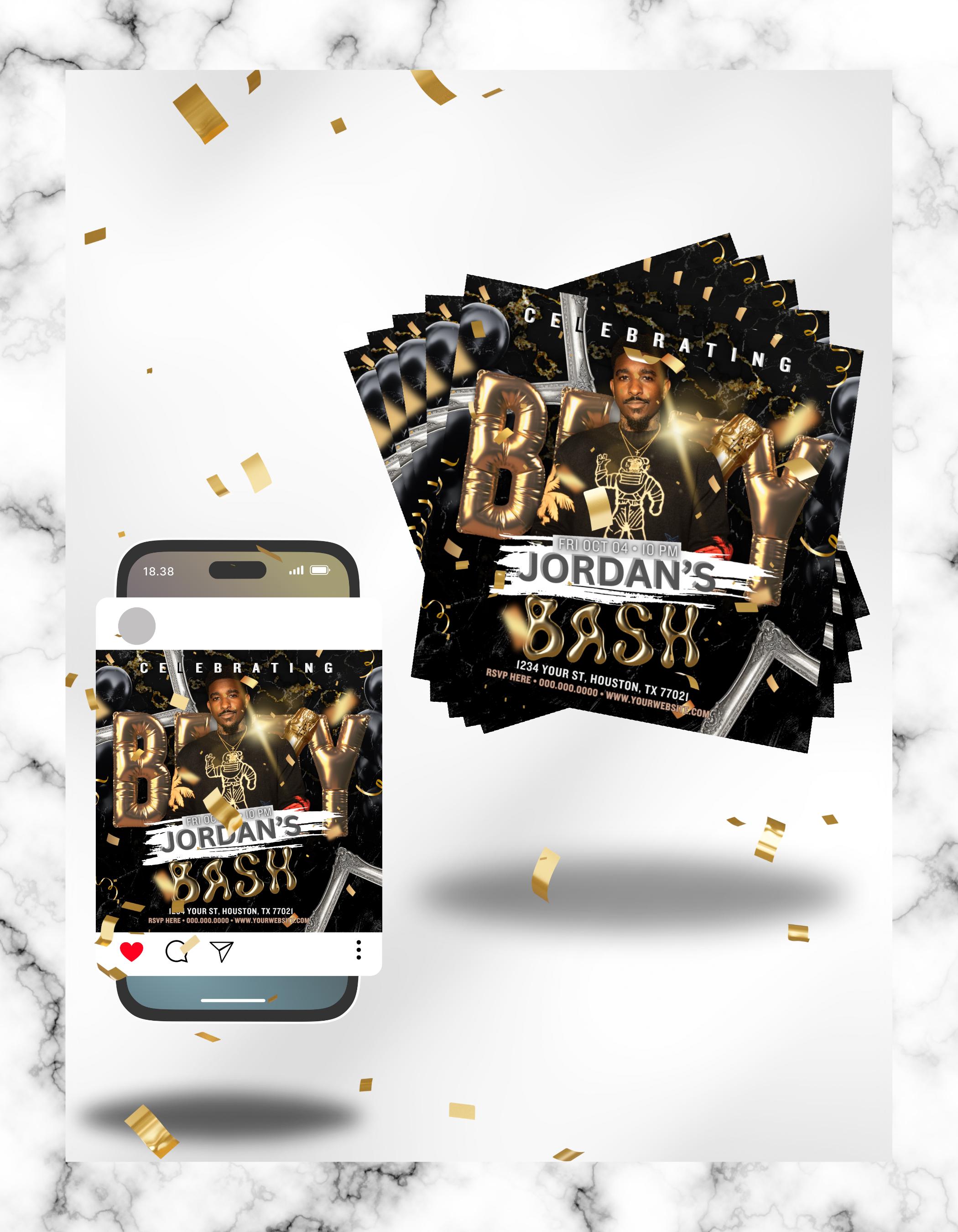 Men Boys Birthday Party Invitation Flyer, Bday Flyer, Editable Canva ...