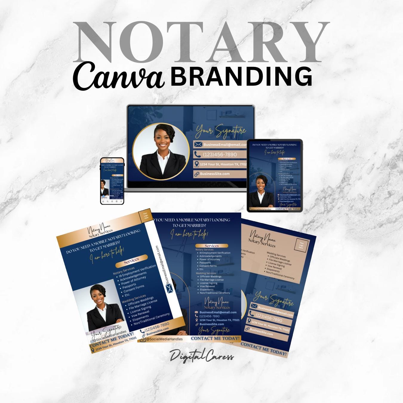 Editable Notary Marketing Flyer Template Canva Professional Notary ...