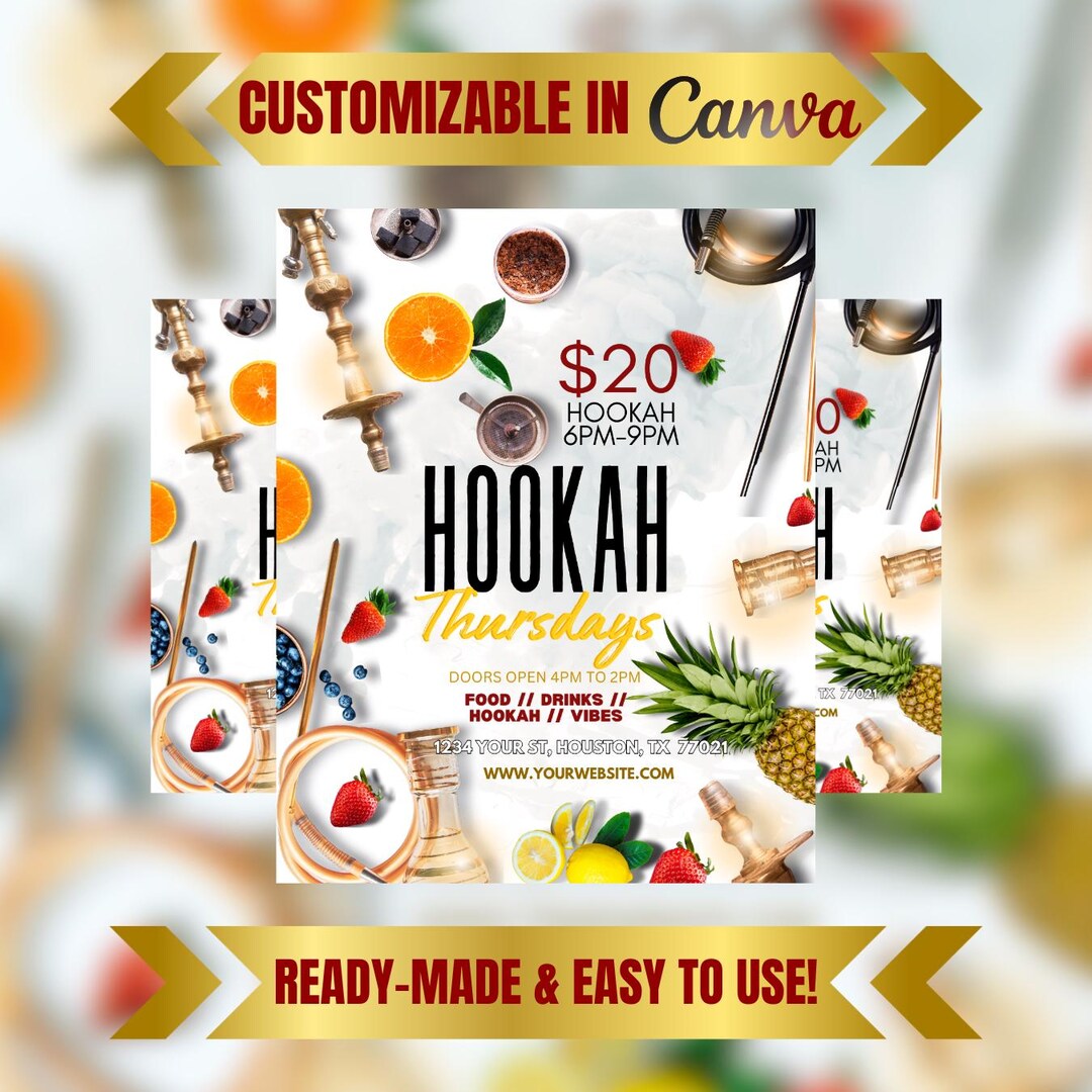 Hookah Shisha Menu, Editable Flyer Template, Sunday Brunch, Club Flyer ...
