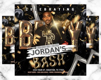 Men Boys Birthday Party Invitation Flyer, Bday Flyer, Editable Canva ...