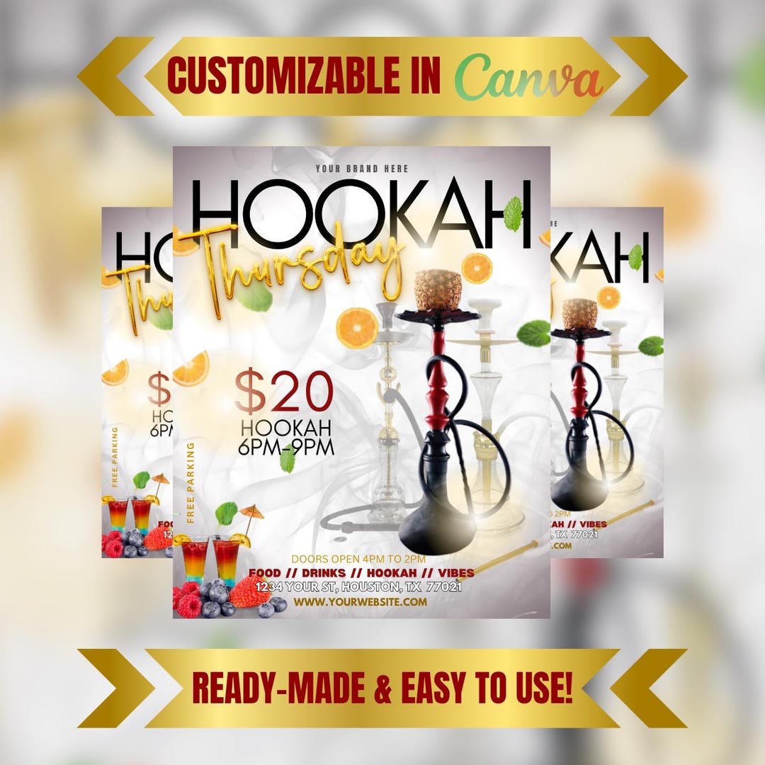 Hookah Shisha Menu, Editable Flyer Template, Sunday Brunch, Club Flyer ...