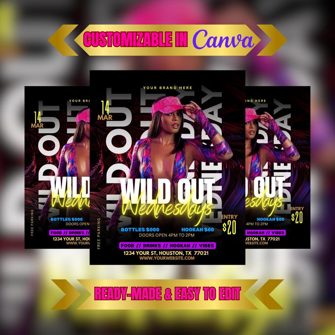 Wildout Wing Wednesday, Editable Flyer Template, DJ Club Flyer, Lounge ...