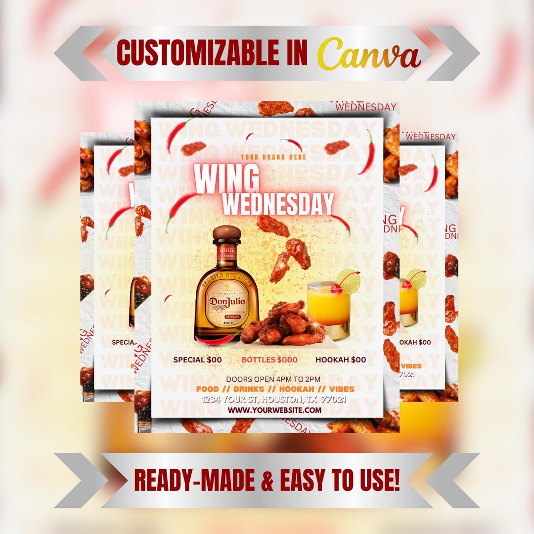 Wing Wednesday, Editable Flyer Template, Sunday Brunch, Club Flyer ...