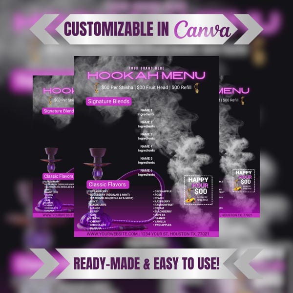 Menu for Club - Etsy