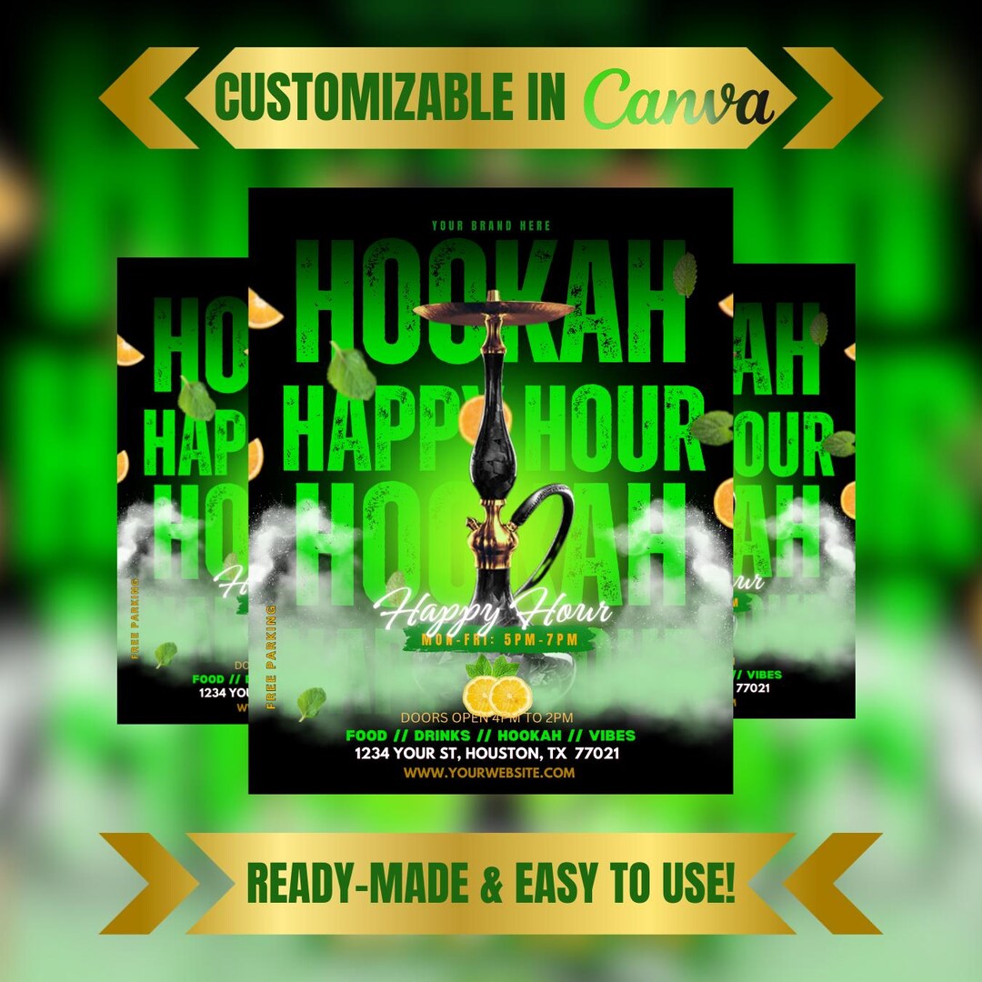 Hookah Shisha Menu, Editable Flyer Template, Sunday Brunch, Club Flyer ...
