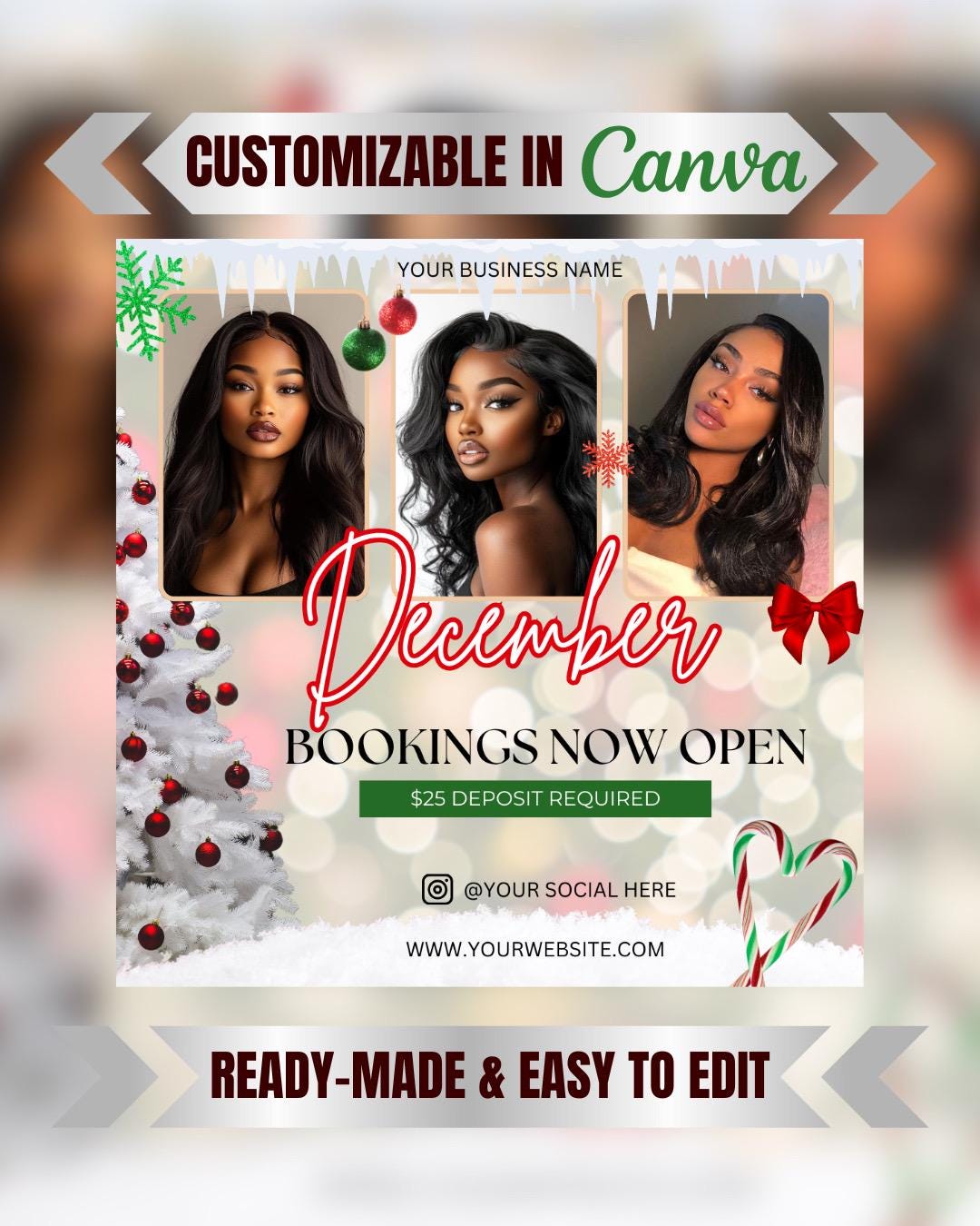 Christmas December Bookings Flyer, Canva Editable Template, December ...