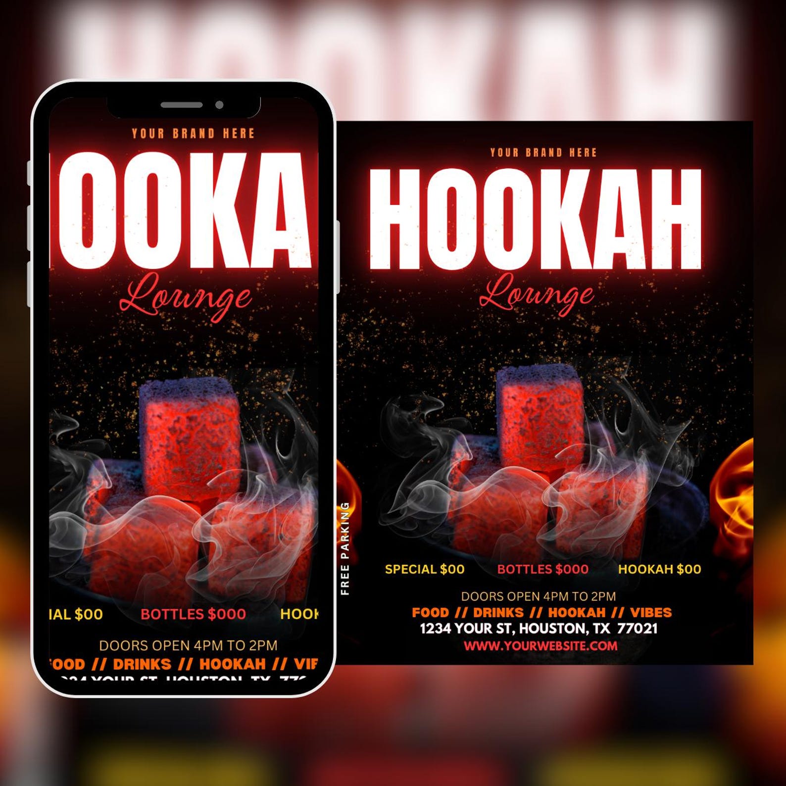 Hookah Shisha Menu, Editable Flyer Template, Sunday Brunch, Club Flyer ...