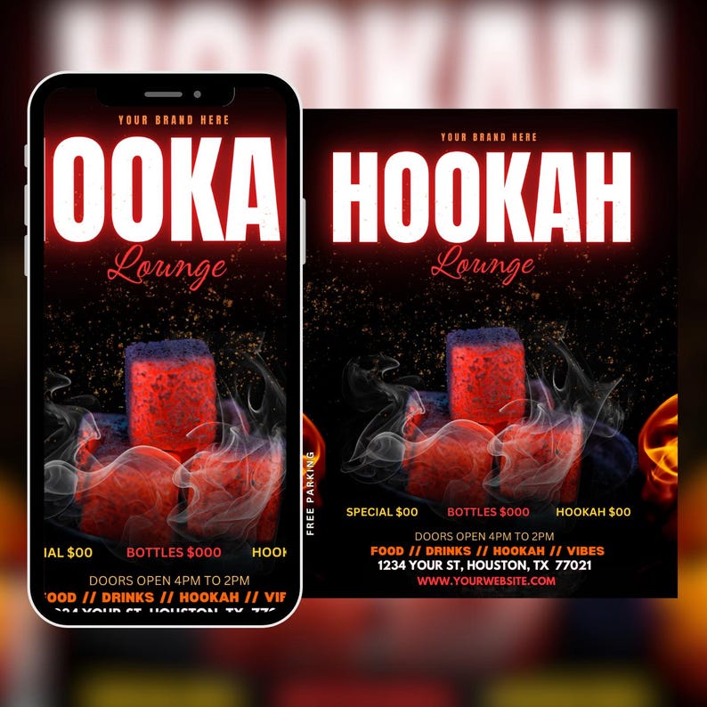 Hookah Shisha Menu, Editable Flyer Template, Sunday Brunch, Club Flyer, Lounge Restaurant ...