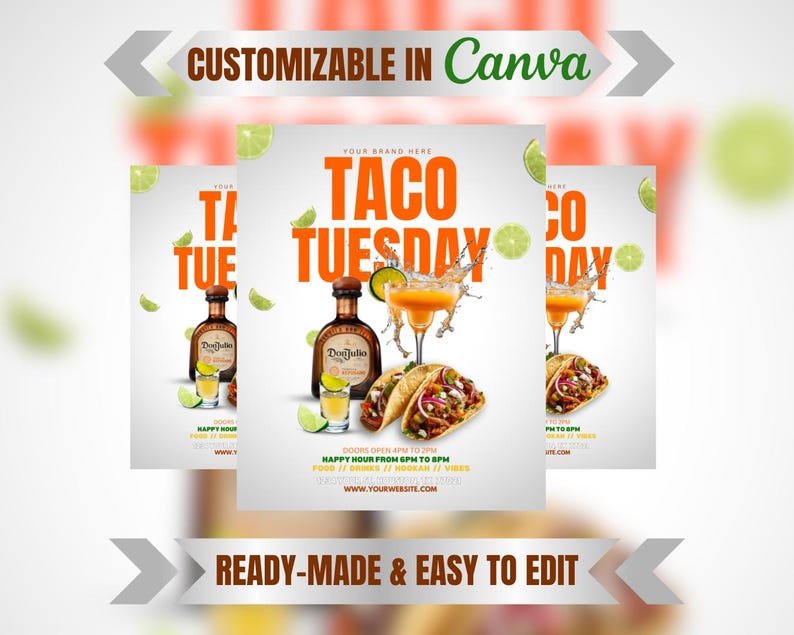 Taco Tuesday, Editable Flyer Template, Sunday Brunch, Club Flyer ...