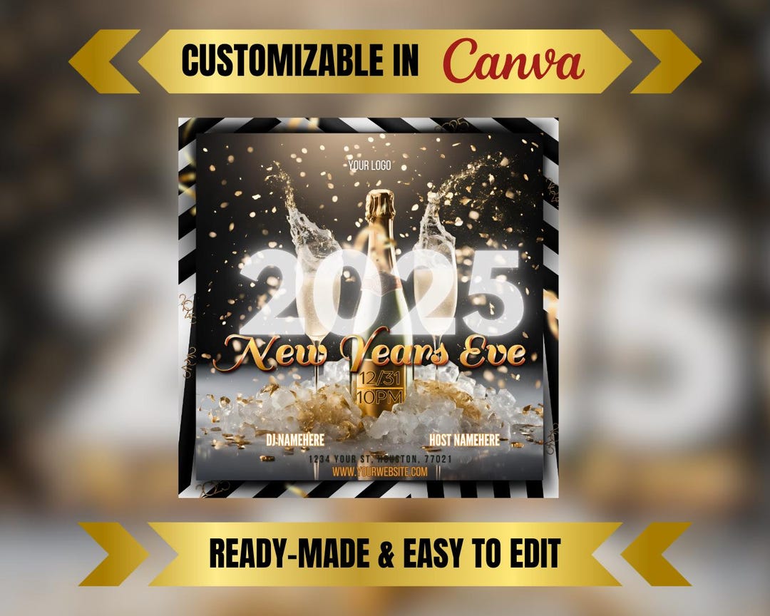 NYE New Years Eve Party Flyer, Club Flyer, Restaurant Marketing, Bar ...