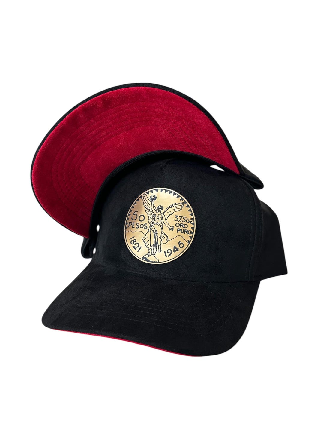 Centenario Trucker Hat: Red & Black Suede Baseball Cap - Etsy