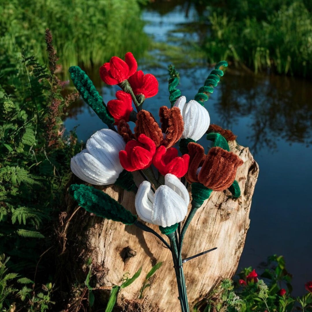 Red Flower Bouquet DIY Floral Art | Forget Me Not Friendship Gift ...