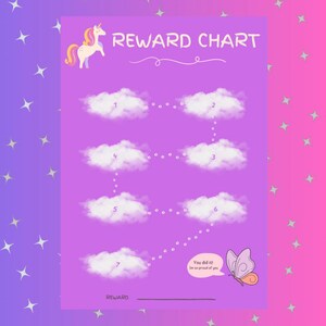 Printable Kids Reward Chart Unicorn Reward Chart Butterfly Reward Chart ...