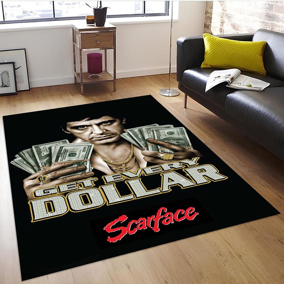 Scarface Rug: Red & Black Themed Art Carpet - Etsy