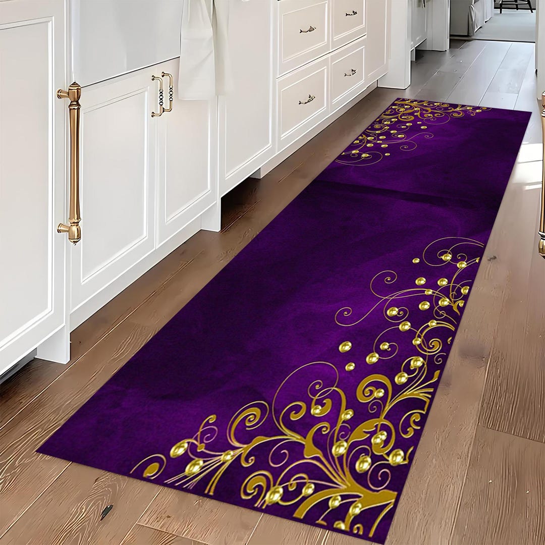 Runner Purple Gold Rug,for Living Room Purple Carpet,modern Purple ...