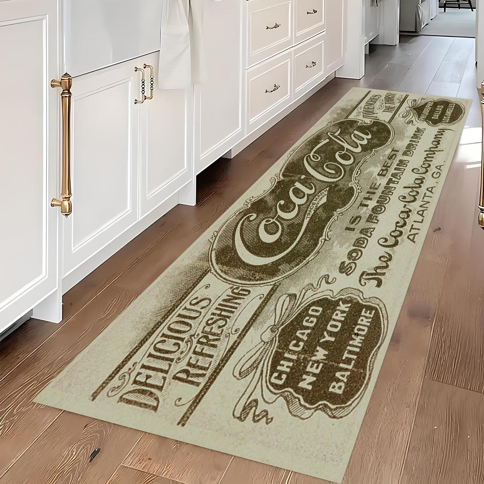 Coca Cola Patterned Runner Rug: Historical Signs, Soft Area Rug - Etsy
