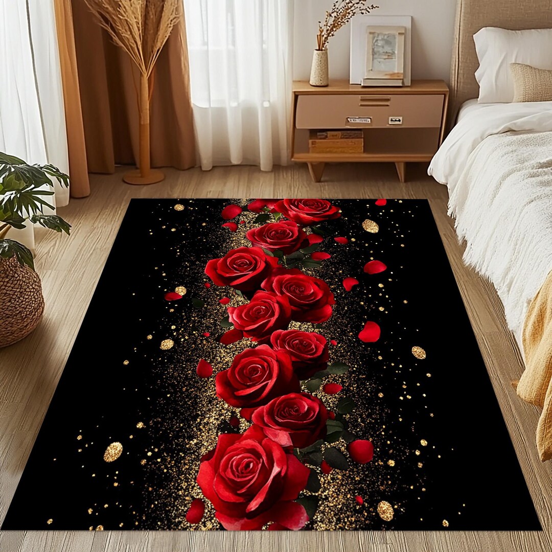 Red Rose,red Rose Art Rug,red Rose Carpet,red Rose Gift Rug,red Rose ...