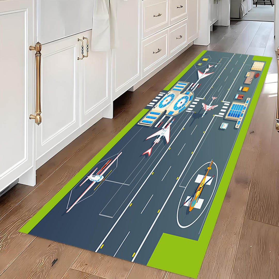 Kids Airplane Runway Rug: Airport Play Mat, Boys Room Decor - Etsy