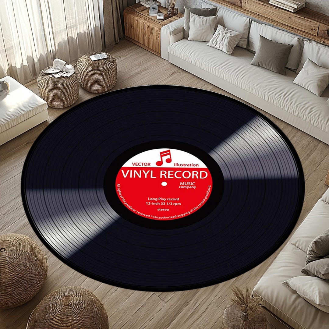 Round Black Red Record Rug, Record Rug,record Carpet, Record Gift Rug ...