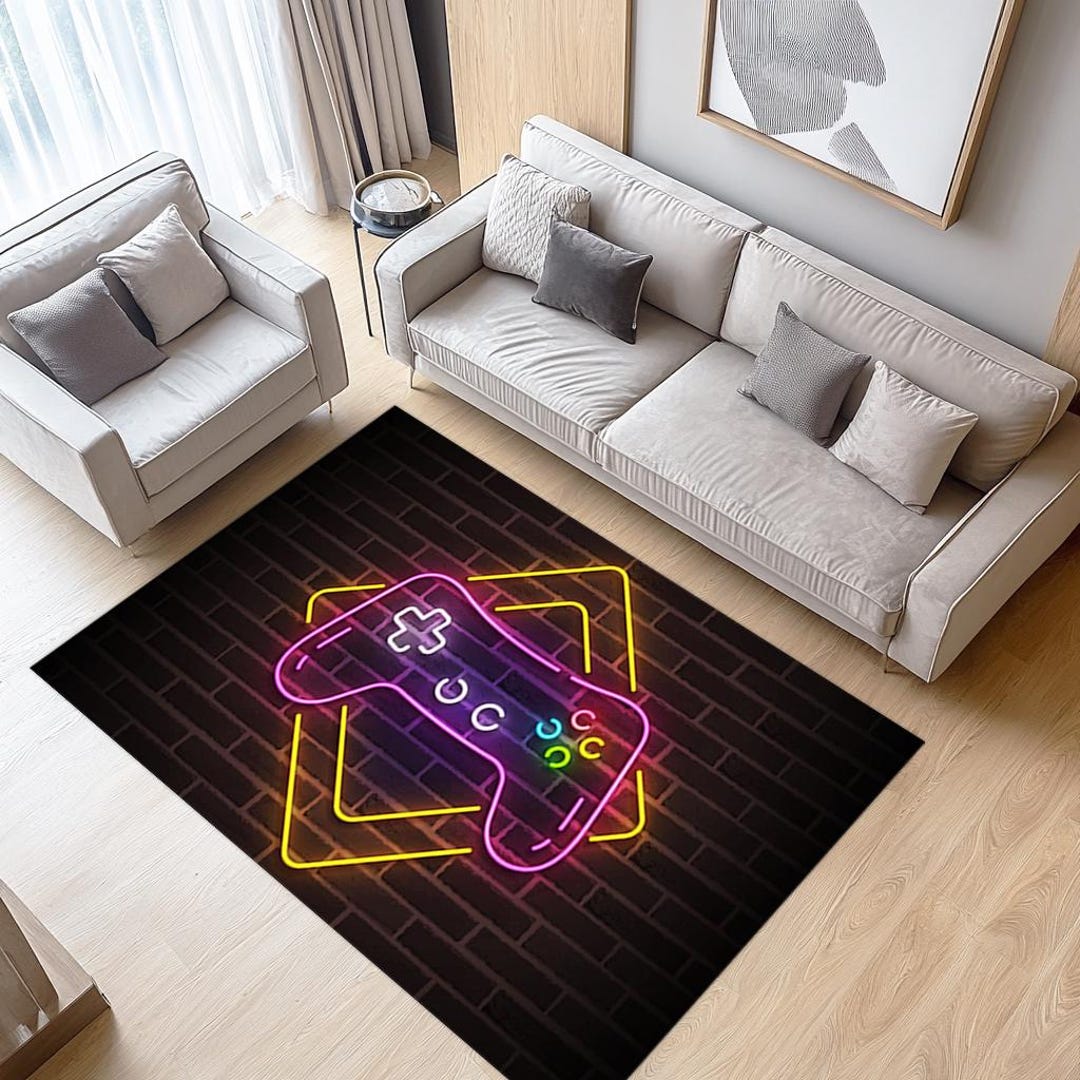 Game Controller Rug,neon Game Controller Rug,gamer Rug,game Room Game ...