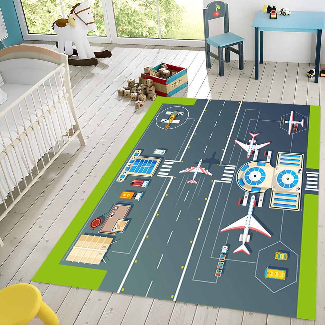 Airport Decoration Rug, Runway Rug, Airplane Rug, for Kids Room Airport ...