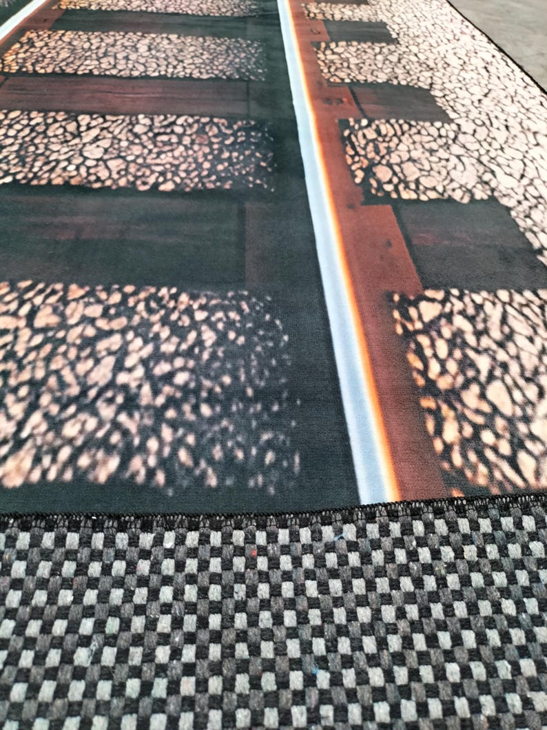 Train Tracks Runner Rug: Kids Playroom Railroad Pattern - Etsy