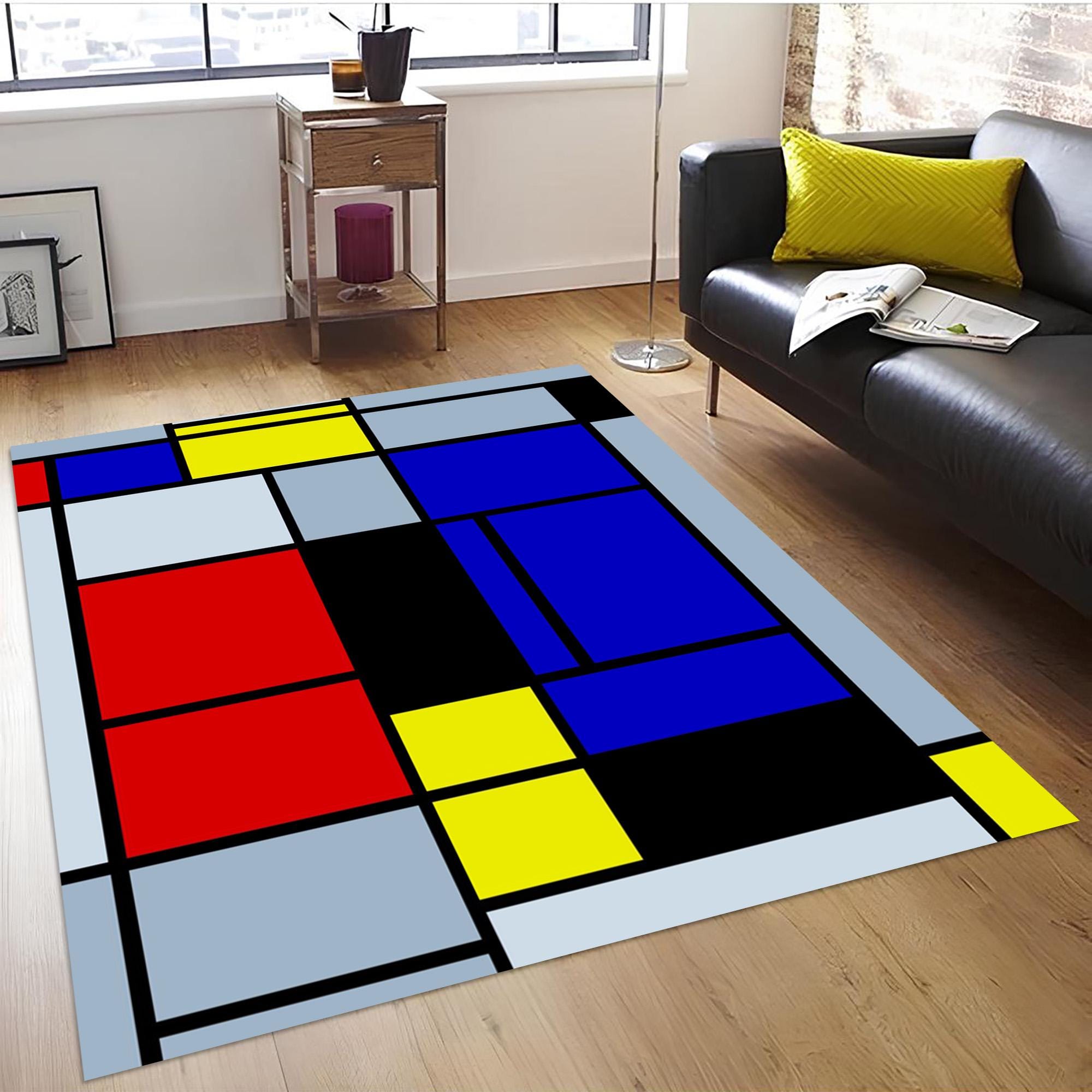 Piet Cornelies Mondrian Famous Art Rug, Abstract Pattern Rug, Geometric ...