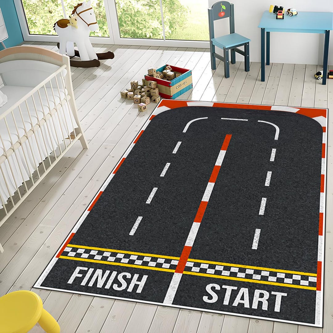 Start Line, Finish Line, Racing Car Rug, Race Track Rug, Hallway Rug ...