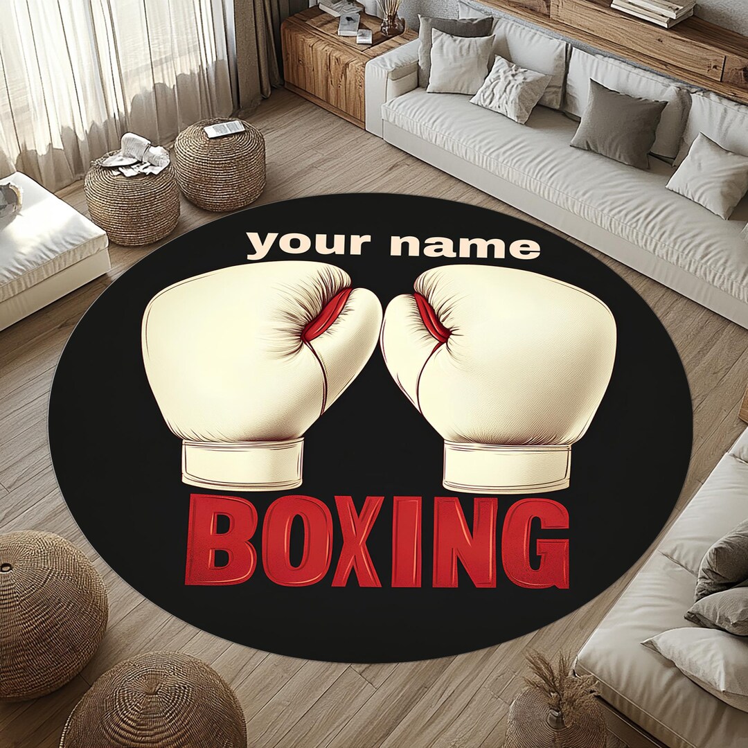 Red Boxing Gloves Round Rug, Boxing Round Rug, Knockout Round Rug ...