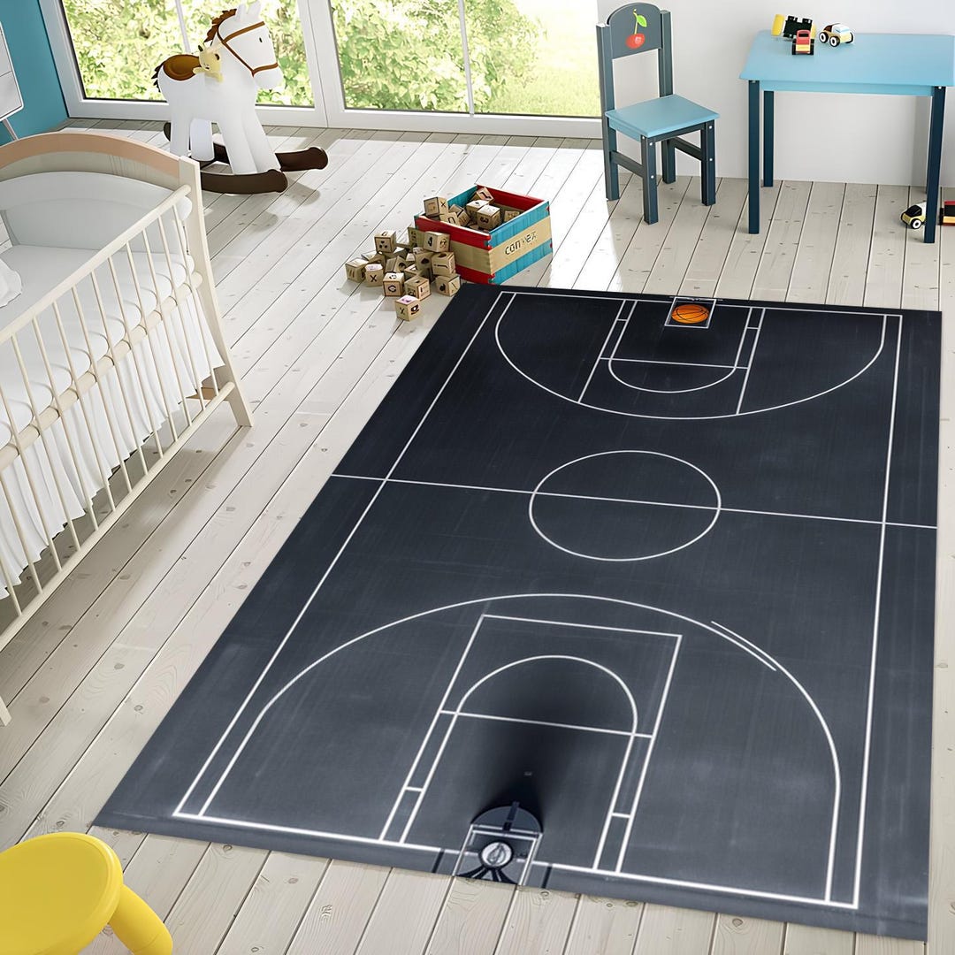 Gray Basketball Court Mat,basketball Court Rug,basketball Court Decor ...