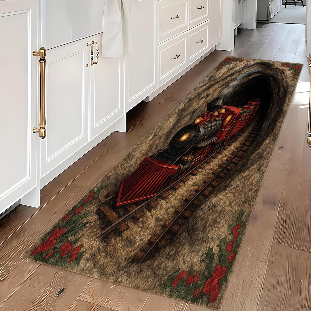 3D Train Tunnel Runner Rug: Locomotive Depth Effect Carpet - Etsy