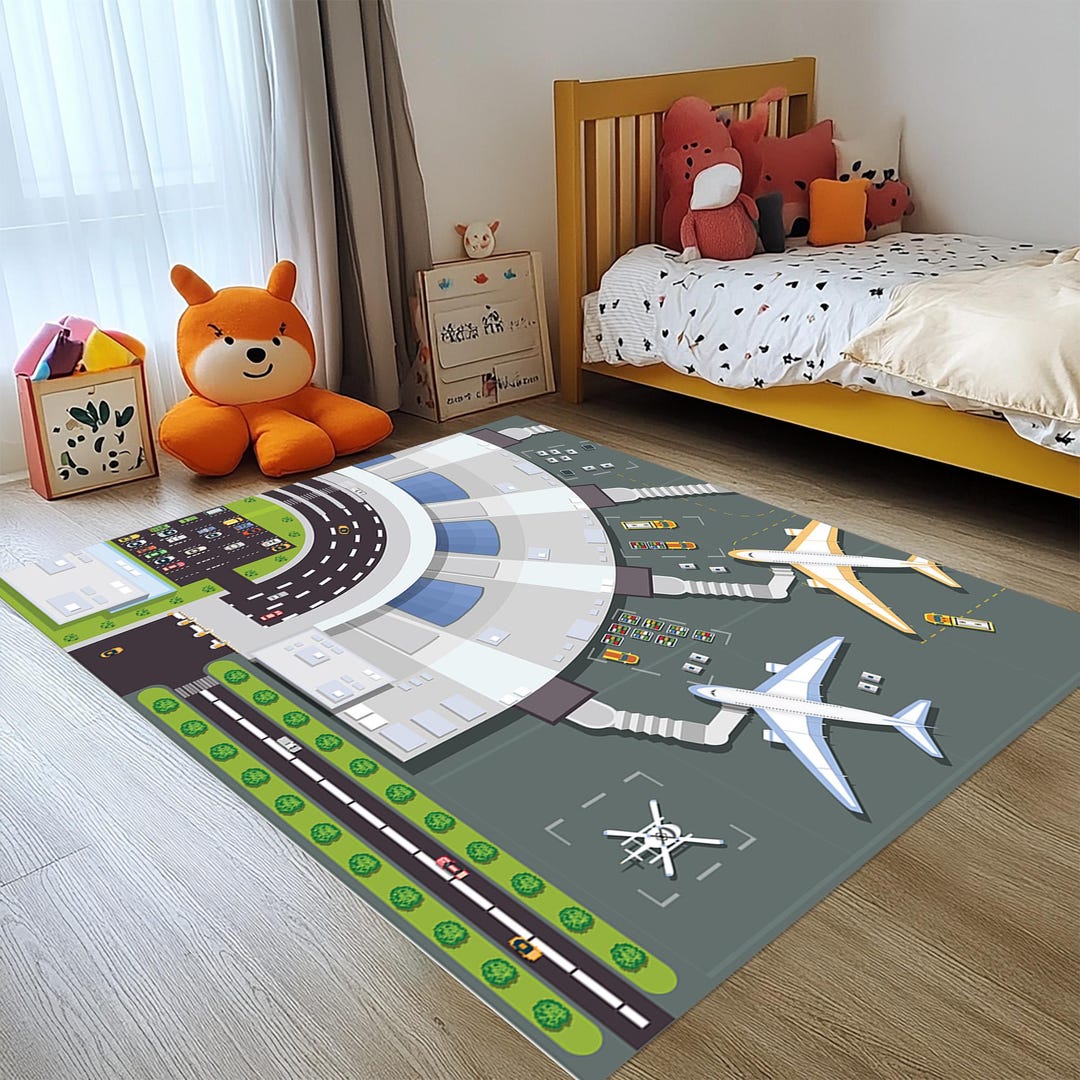 For Birthday Airplane Gift Rug, for Kids Room Airport Rug, Airport ...