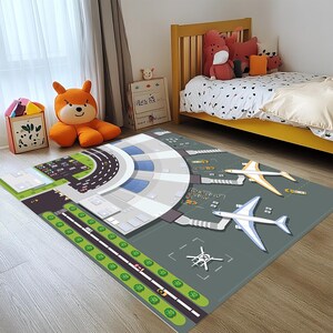 For Birthday Airplane Gift Rug, for Kids Room Airport Rug, Airport ...
