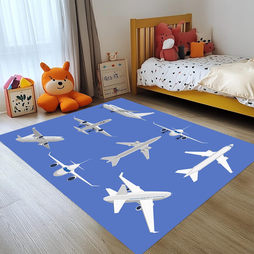 Blue White Airport Rug, Airplane Rug ,airport Decoration Rug,airplane ...