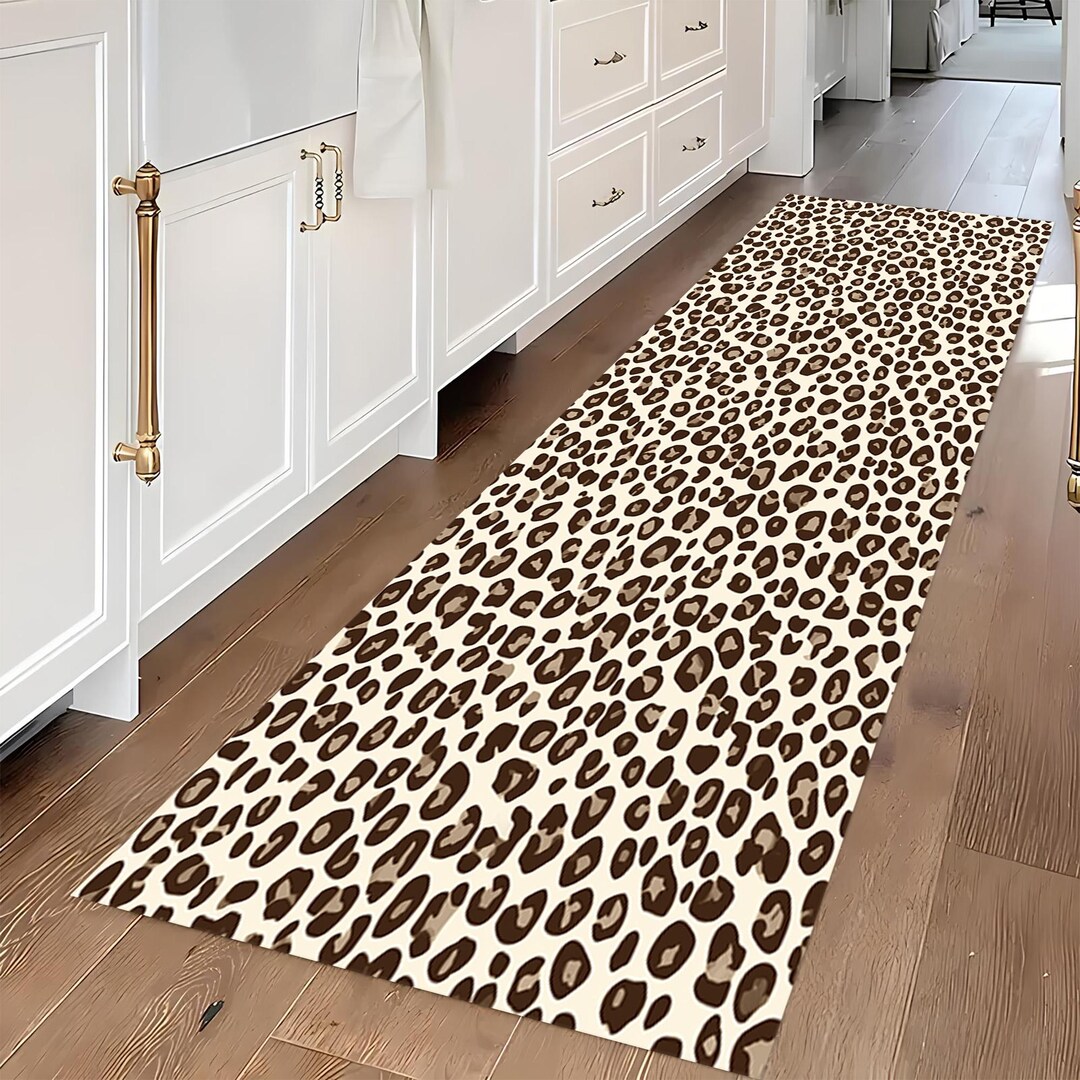 Brown Leopard Print Runner Rug: Washable Non-slip Carpet - Etsy