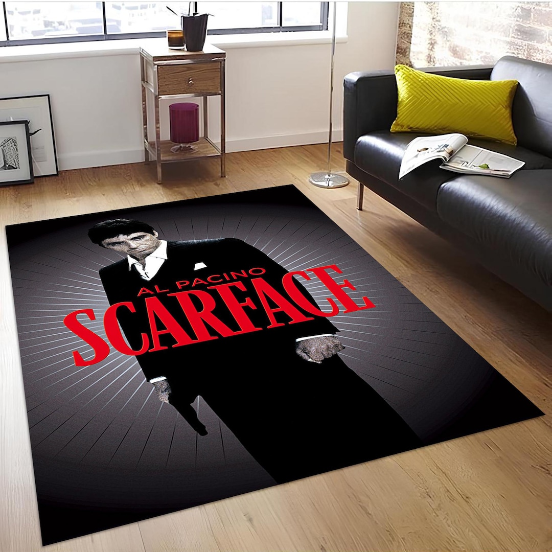 Black Red Scarface Rug,scarface Rug,scarface Gift Rug,scarface Carpet ...