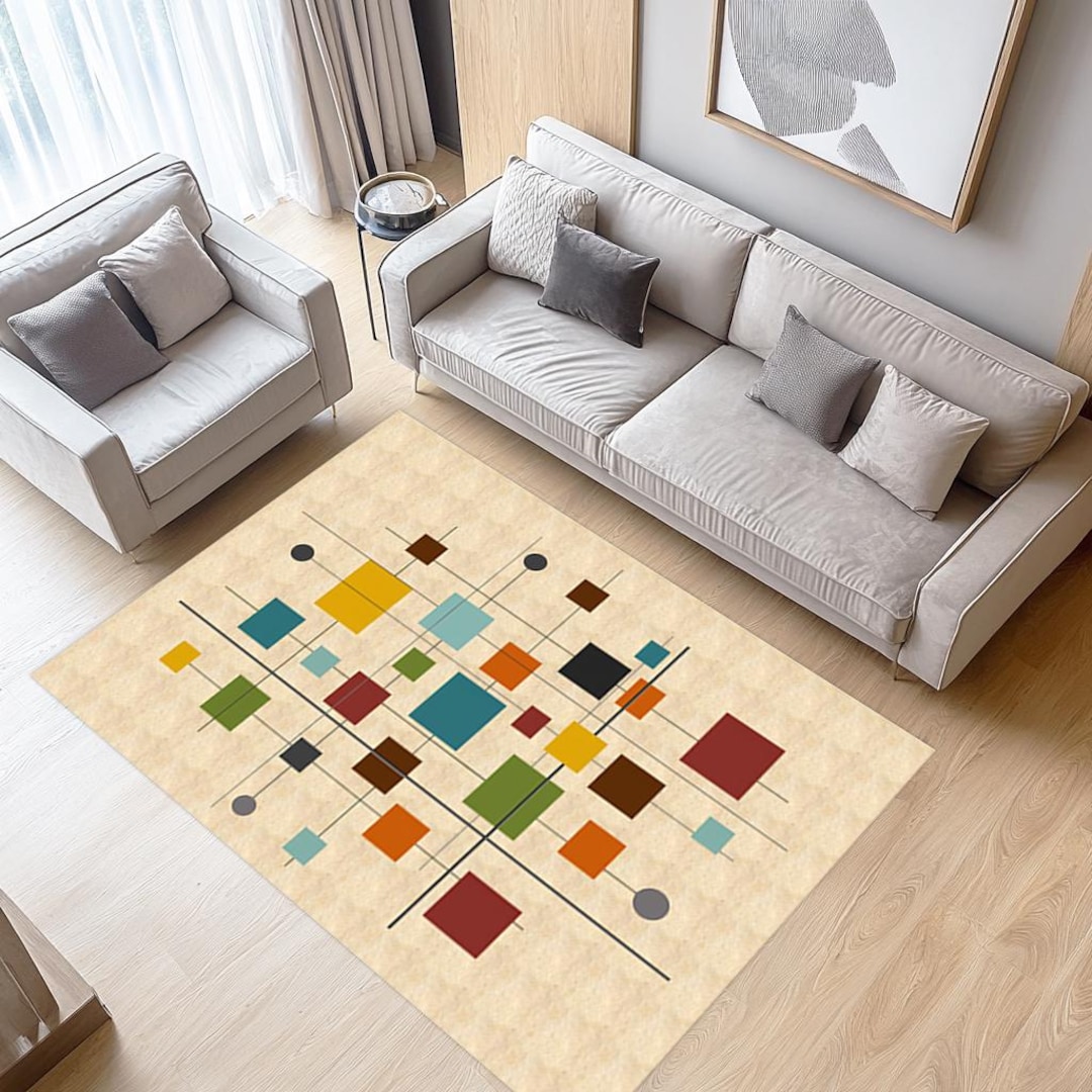 Mid Century Modern Decor Rug, Mid Century Art Area Rug,mid Century Rug ...