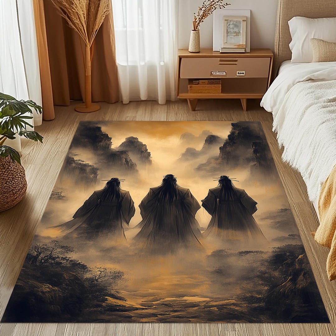 3 Men Japanese Art Rug,japanese Rug,japanese Carpet,japanese Gift Rug ...