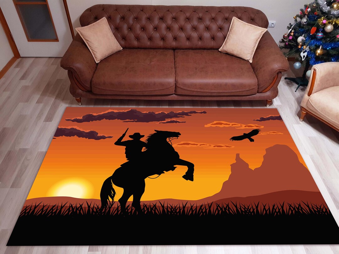 Cowboy Rug,cowboy Art Rug,horse Rug,cowboy and Horse Rug,eagle Rug ...