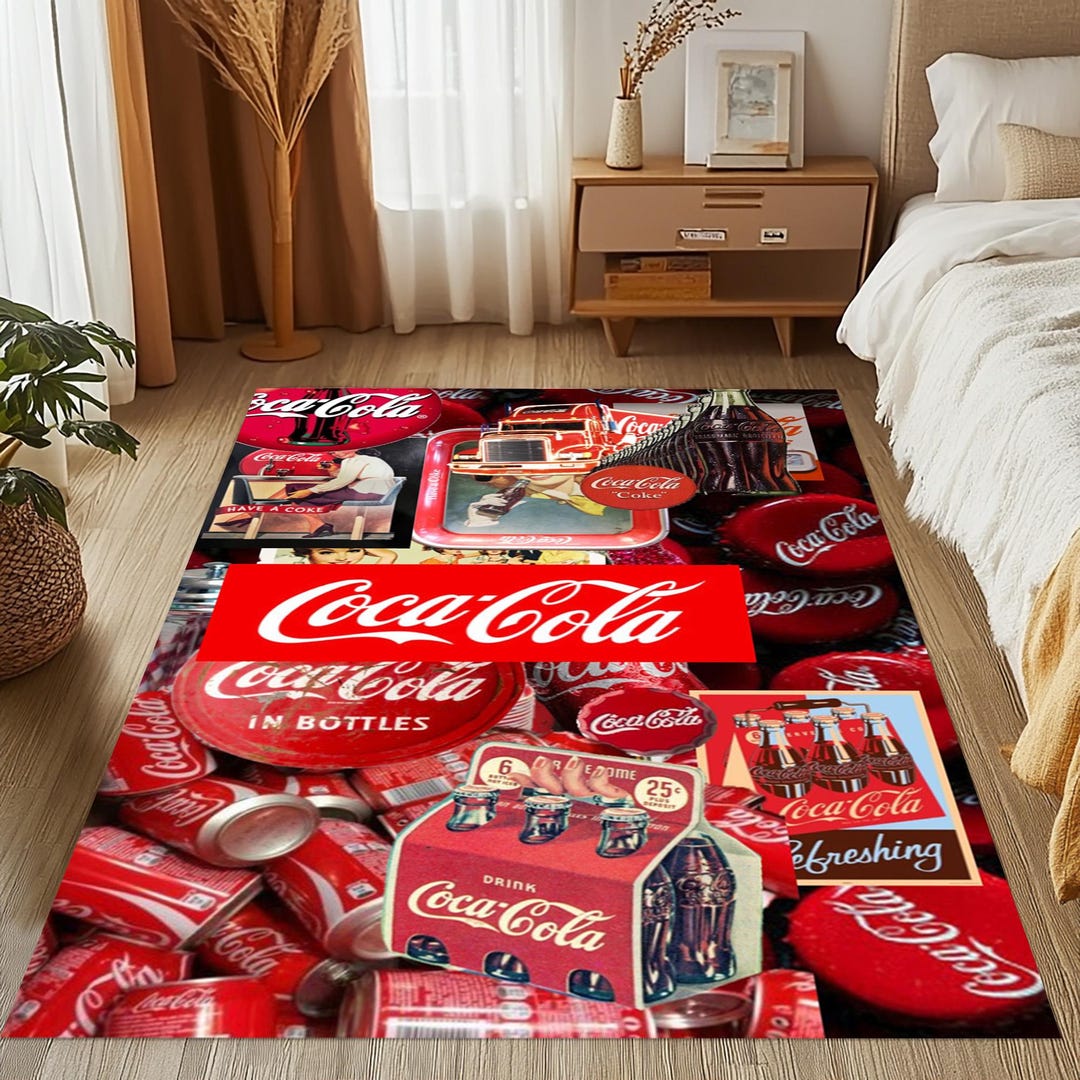 Coca Cola Patterned Rug, Historical Cola Cola Signs Rug,gift Coca Cola ...