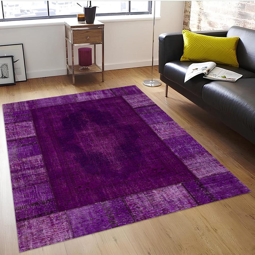 Purple Turkish Rug: Modern Lila Carpet, Unique Design - Etsy