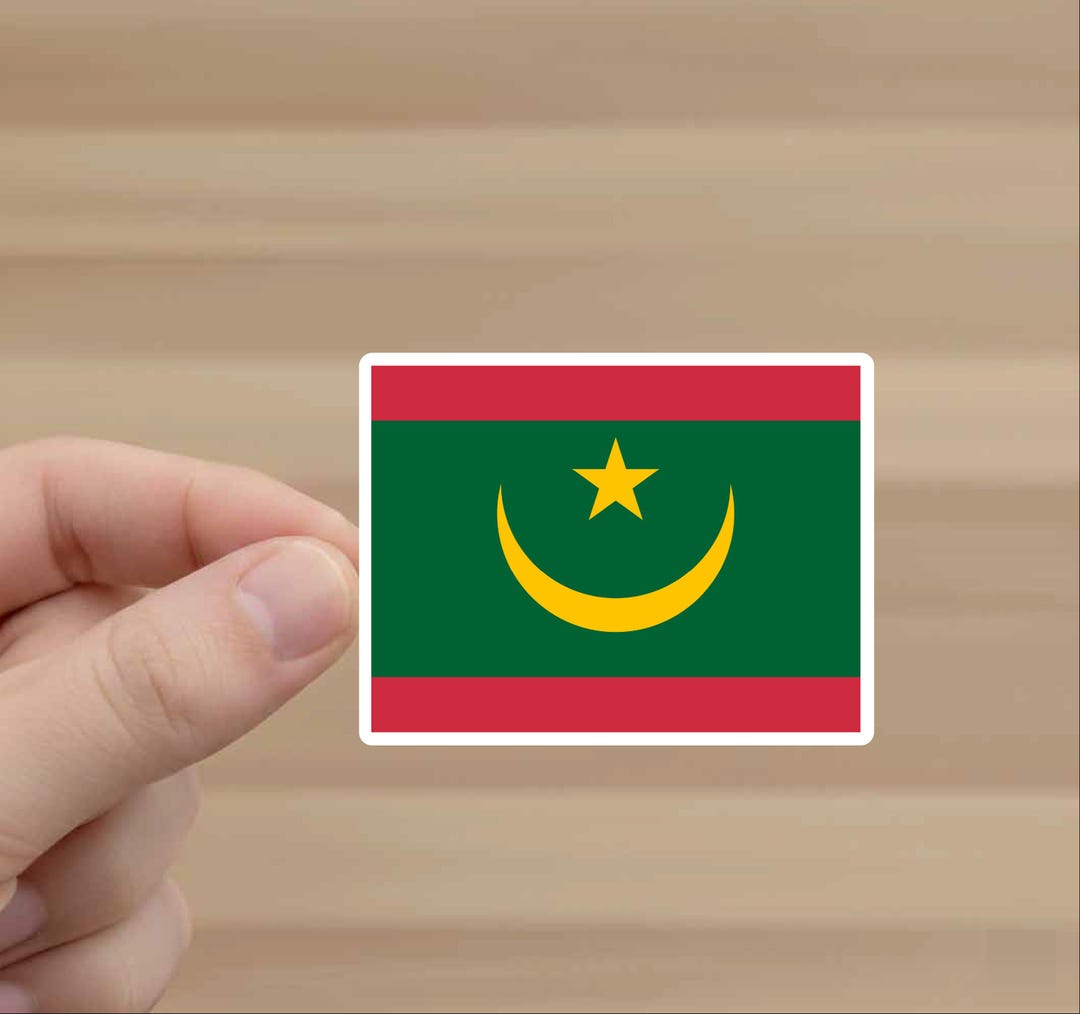 Mauritania Flag Sticker | Flag of Mauritania Sticker for Water Bottles ...