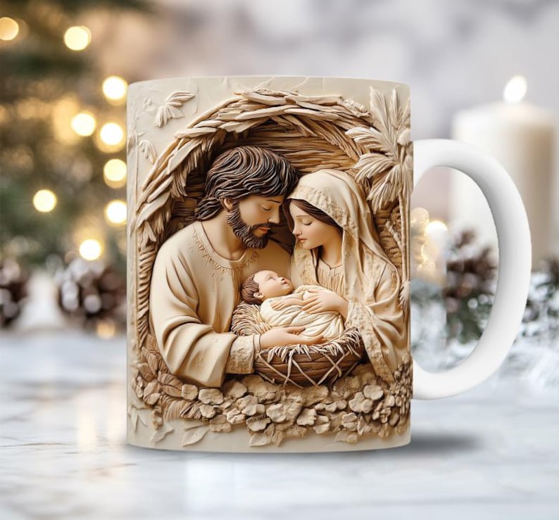 10 Designs Digital Holy Family 3d,designs in Png,sublimation Wrap Mugs ...