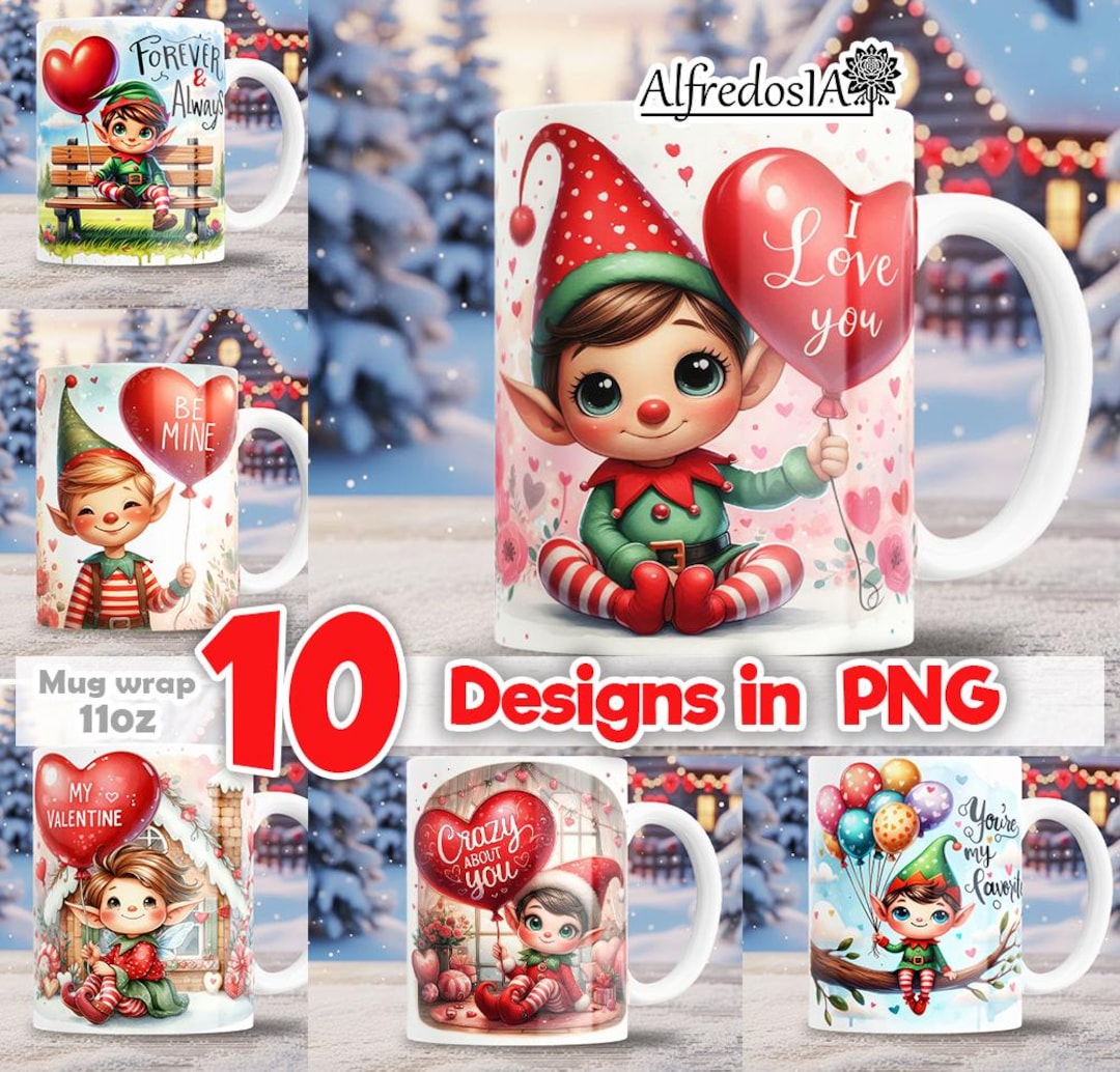 10 Valentine's Day Elf Designs, 10 PNG Designs, Digital Designs ...