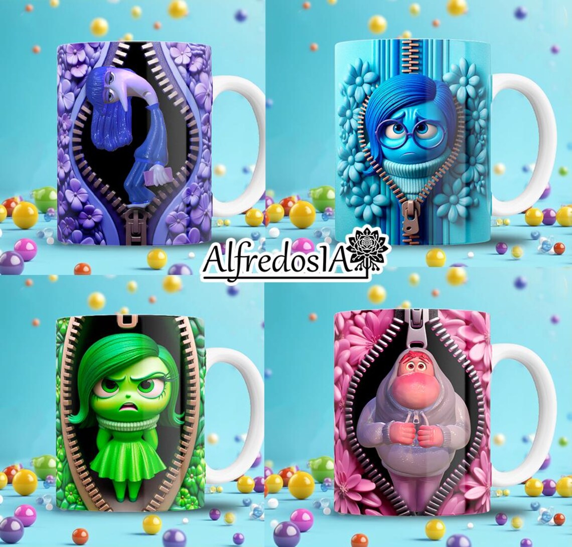 11 Designs Digital Cartoon 3d,designs in Jpg,sublimation Wrap Mugs ...