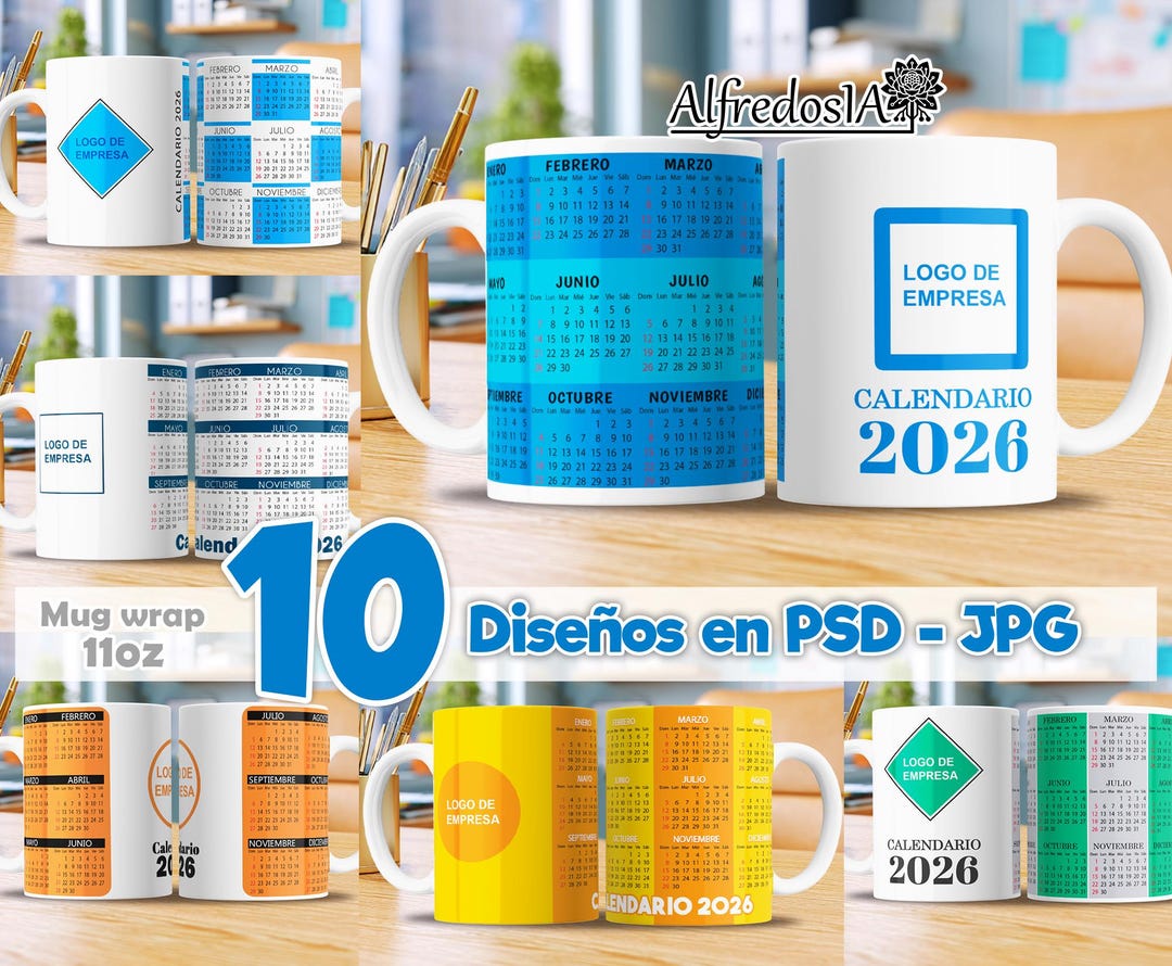 10 2026 Company Calendar Designs, 10 PSD-JPG Designs, Sublimation Wrap ...