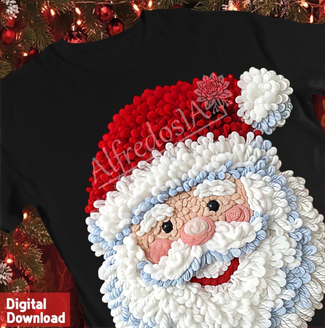 Digital Design of Santa Claus Embroidered Fabric, Design in PNG ...