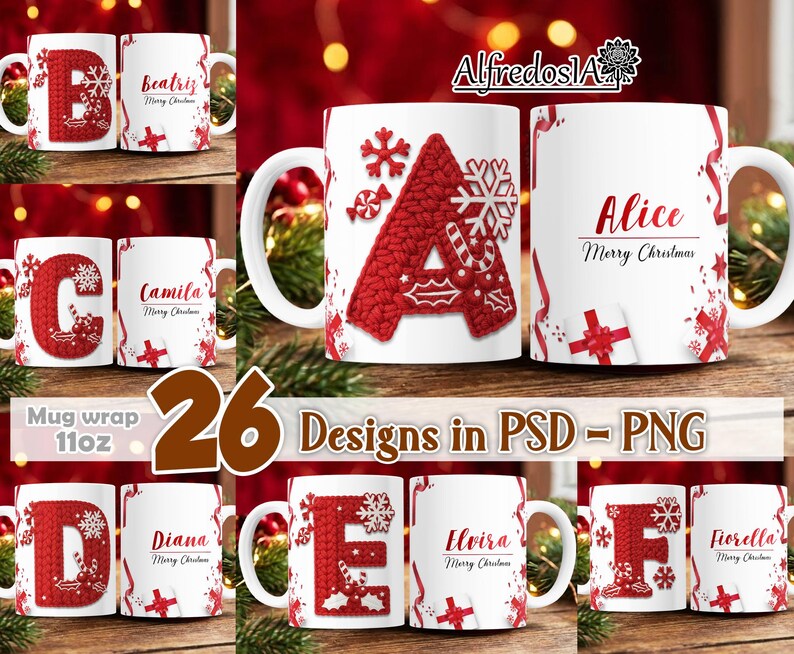 26 designs abc christmas, designs in PSD- PNG ,sublimation wrap mugs ...
