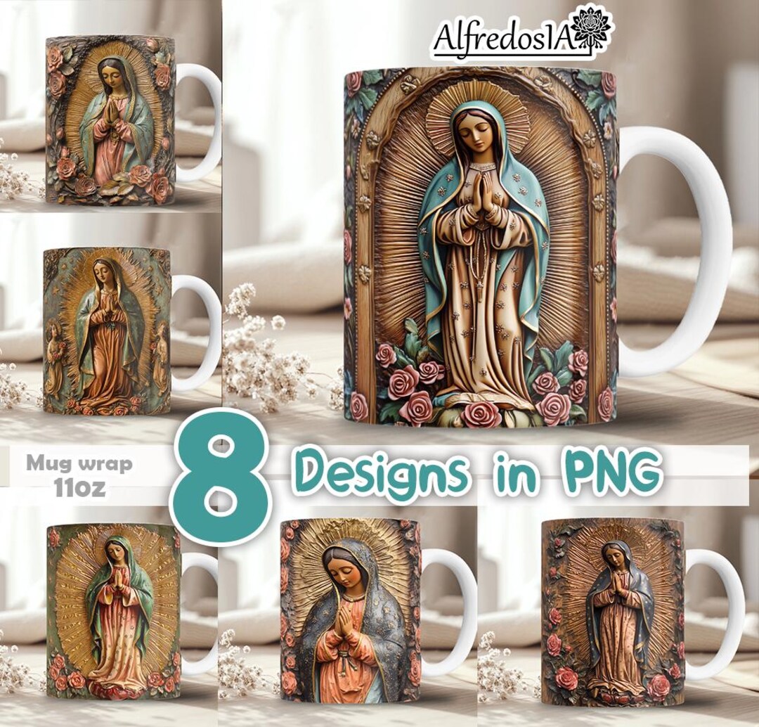 8 Designs Digital Guadalupe 3d, 8 Designs in Png,sublimation Wrap Mugs ...