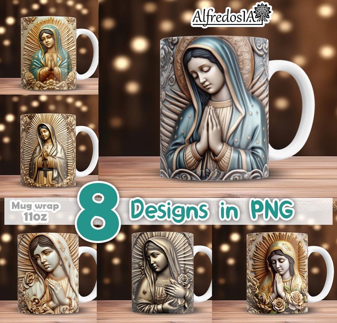 8 Designs Digital Guadalupe 3d, 8 Designs in Png,sublimation Wrap Mugs ...